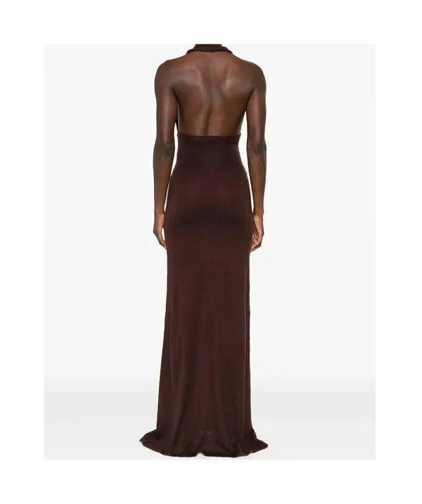 AYA MUSE Reed Halterneck Maxi Dress - Black