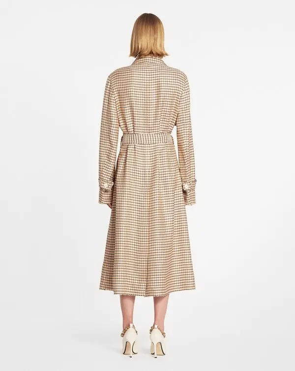 LANVIN Checked Belted Trench Coat - Nude