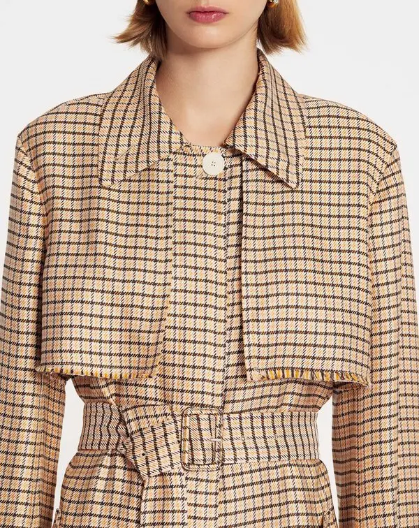 LANVIN Checked Belted Trench Coat - Nude