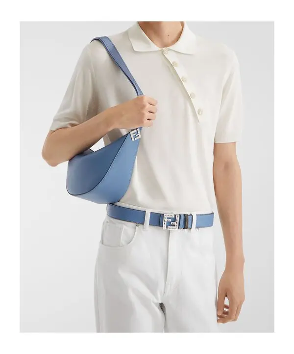 Fendi Leather Messenger Bag - Blue