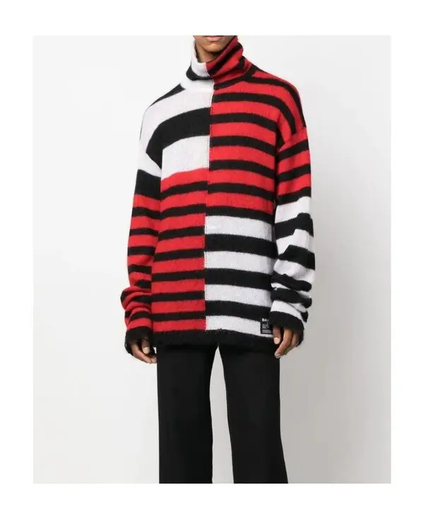 Balmain Patchwork Striped Turtleneck Sweater