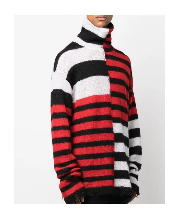 Balmain Patchwork Striped Turtleneck Sweater