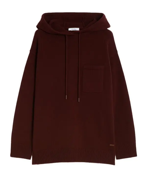 Max Mara Liana Drawstring Knitted Hoodie - Cherry