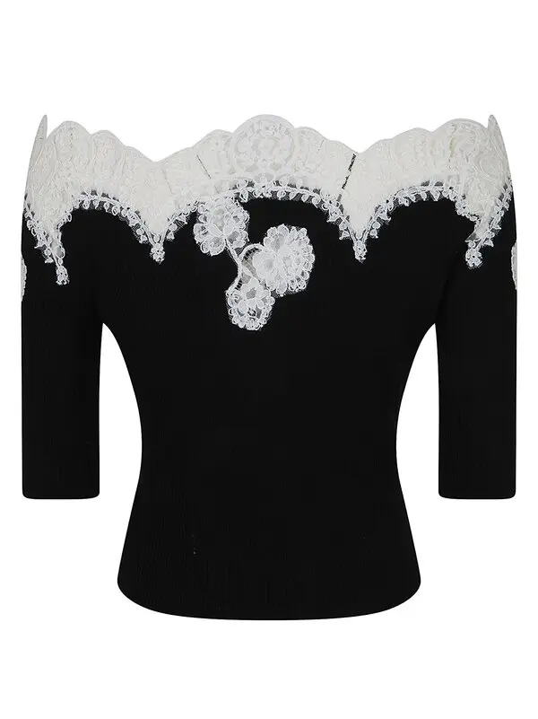 Ermanno Scervino Off-the-shoulder Lace Trimmed Knit Top