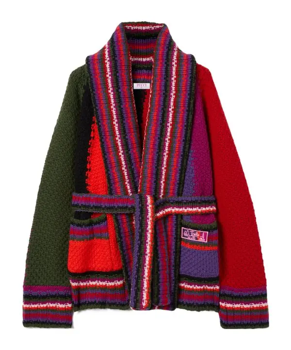 Emilio Pucci Oversized Colorblock Cardigan With Shawl Collar