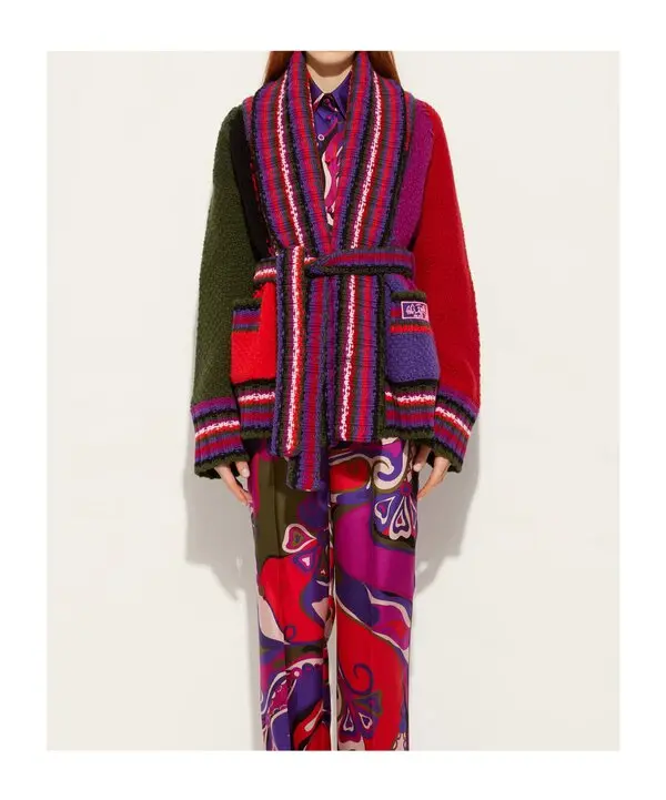 Emilio Pucci Oversized Colorblock Cardigan With Shawl Collar