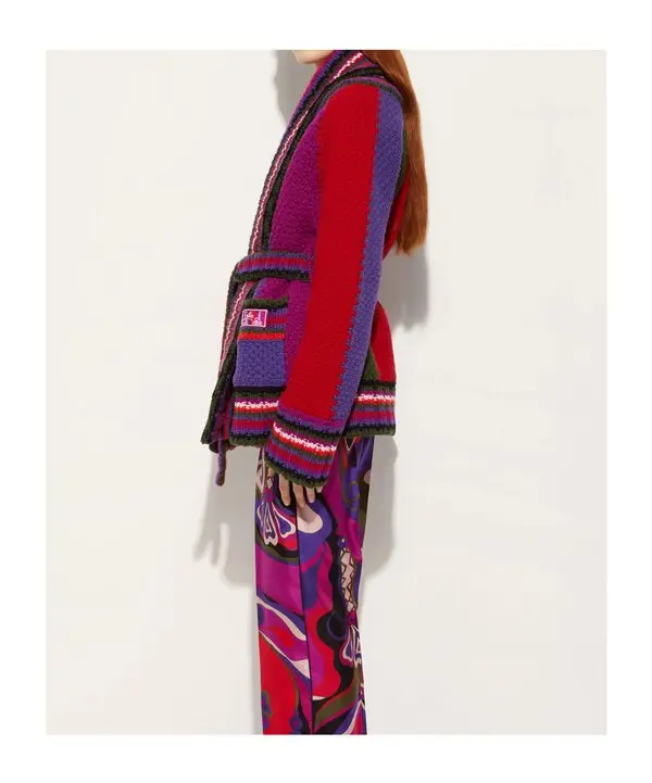 Emilio Pucci Oversized Colorblock Cardigan With Shawl Collar