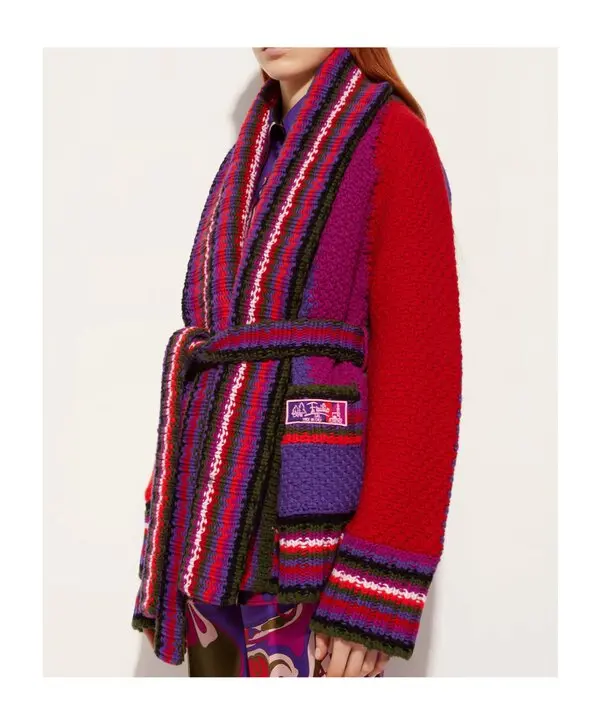 Emilio Pucci Oversized Colorblock Cardigan With Shawl Collar