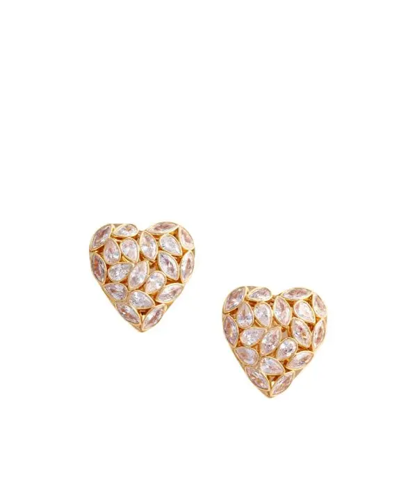 SELF-PORTRAIT Embellished-heart Earrings - Gold