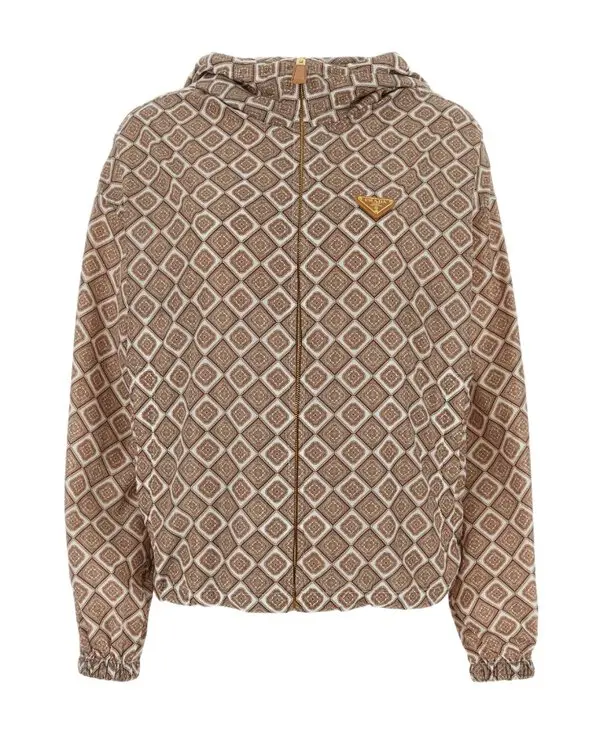 Prada Geometric Print Hooded Jacket