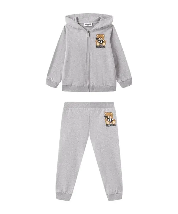 Moschino Hooded Tracksuit With Bear Print - Gray