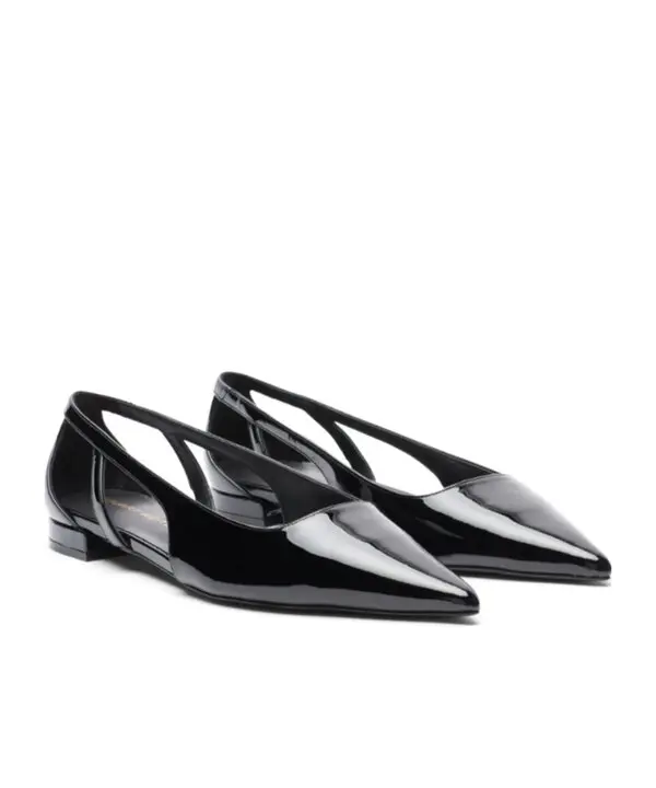 STUART WEITZMAN Cutout Pointed Toe Flats - Black