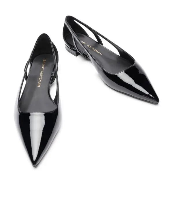 STUART WEITZMAN Cutout Pointed Toe Flats - Black