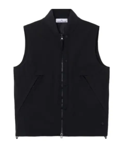 Stone Island Logo Patch Zipped Vest - Black