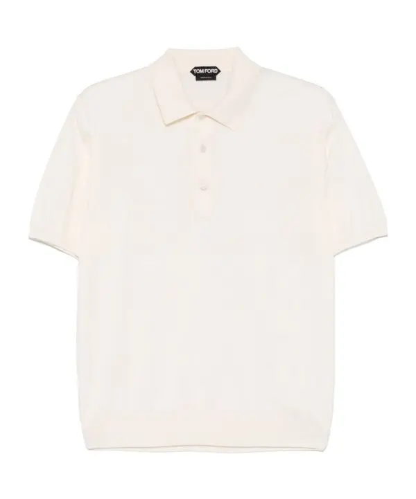 TOM FORD Fine Knit Short-sleeved Polo Shirt - Light Beige