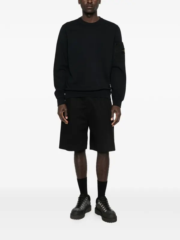 Stone Island Logo Patch Crewneck Sweatshirt - Navy Blue