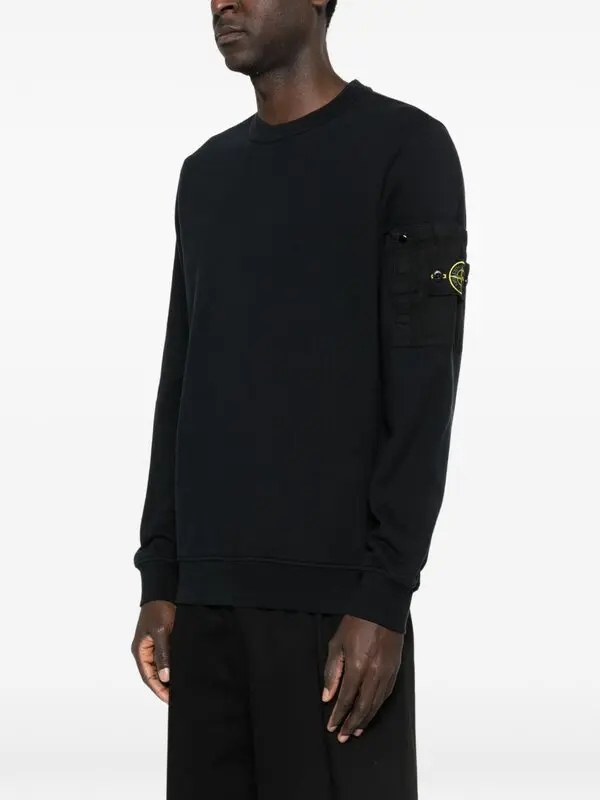 Stone Island Logo Patch Crewneck Sweatshirt - Navy Blue