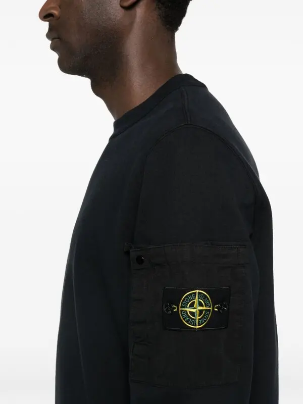 Stone Island Logo Patch Crewneck Sweatshirt - Navy Blue