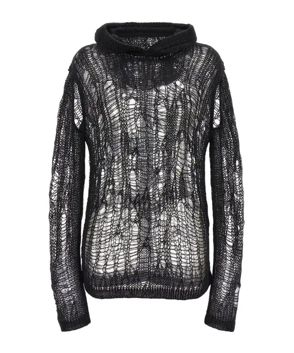 Rick Owens Spider Knitted Hoodie - Black