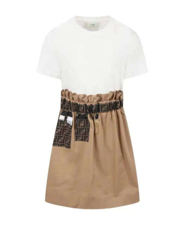 Fendi Logo Print Dress - White