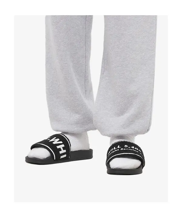 Off-White Textured Logo Strap Slides - Black
