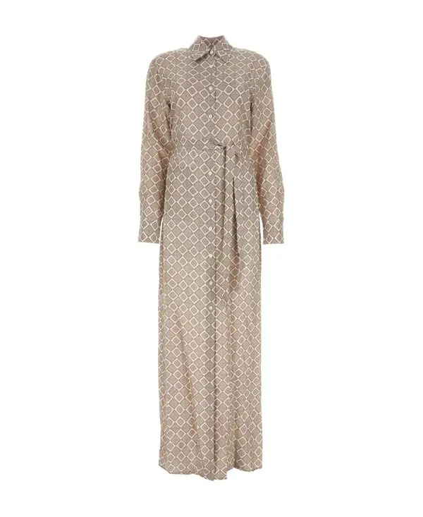 Prada Geometric Print Maxi Shirt Dress - Bean Paste Color