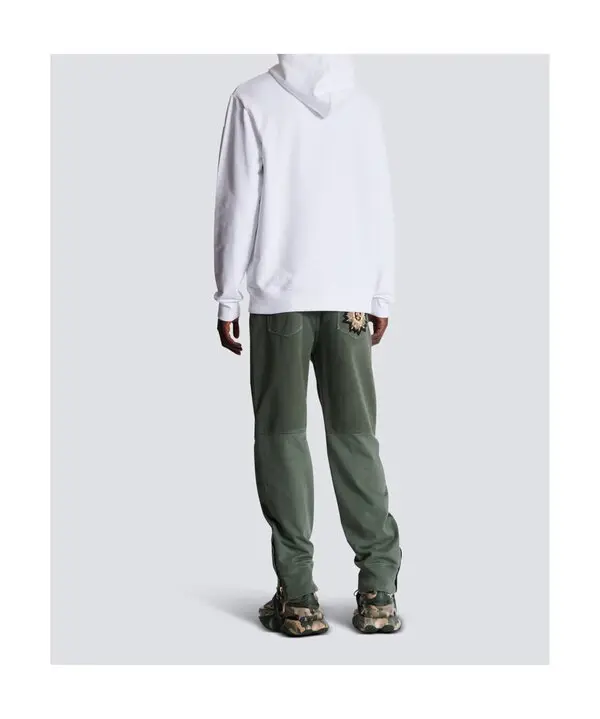 Balmain Logo Embroidered Drawstring Hoodie - White