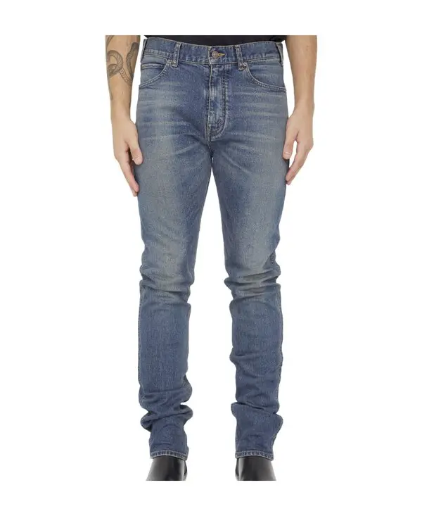 Celine Skinny Jeans In Trail Wash Denim