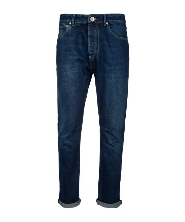 Brunello Cucinelli Logo Patch Denim Jeans