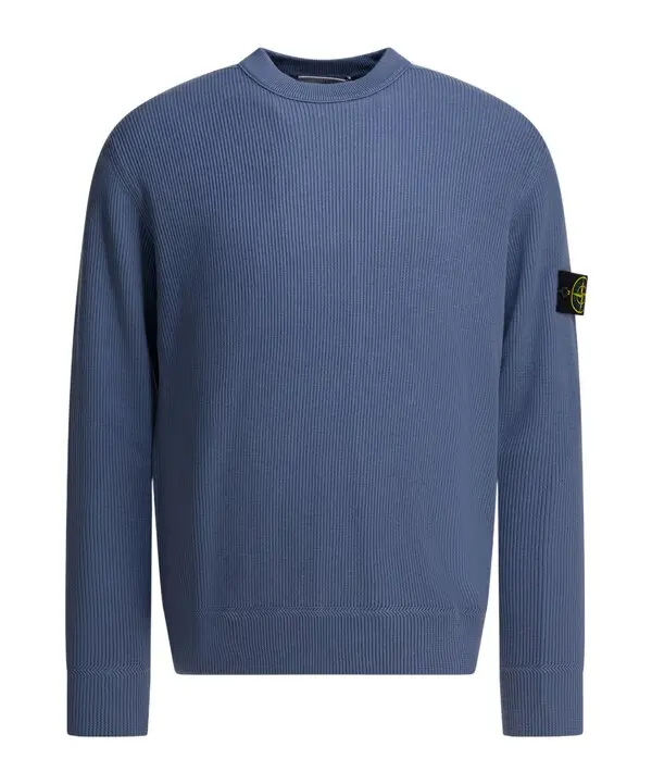 Stone Island Ribbed Patch Sweater - Blue