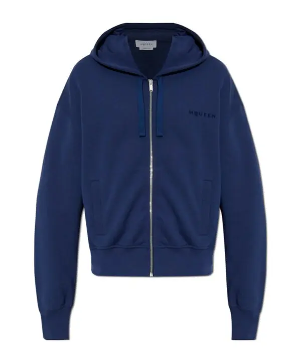 Alexander McQueen Logo Embroidered Zip-up Hoodie
