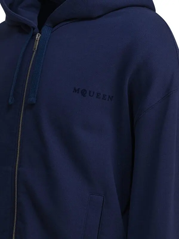 Alexander McQueen Logo Embroidered Zip-up Hoodie