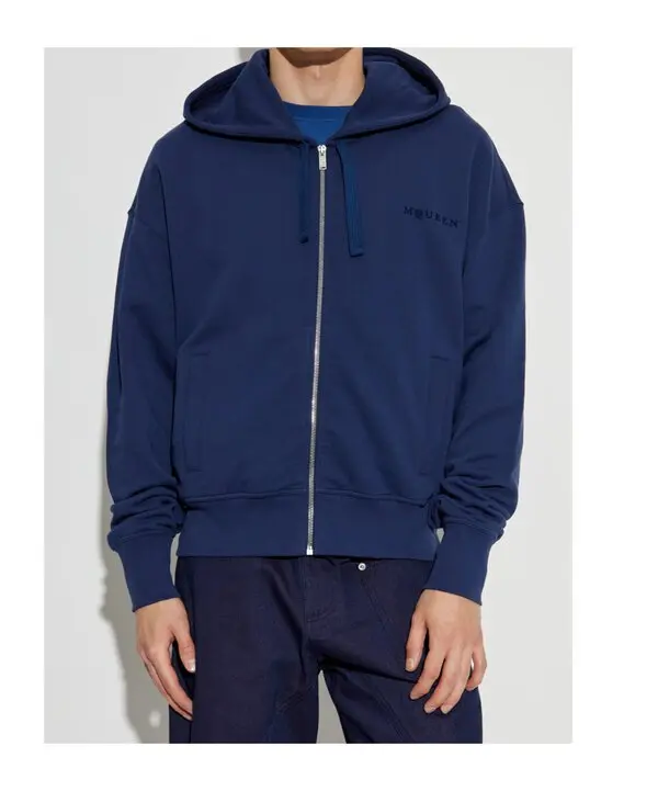 Alexander McQueen Logo Embroidered Zip-up Hoodie