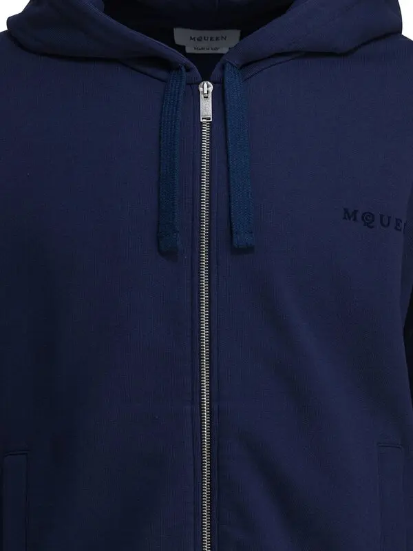 Alexander McQueen Logo Embroidered Zip-up Hoodie