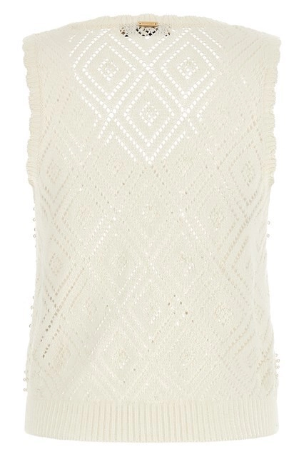 TWINSET Pearl Embellished Knit Tank Top