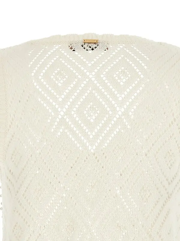 TWINSET Pearl Embellished Knit Tank Top