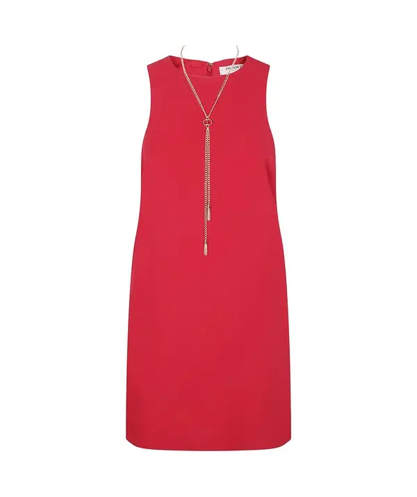 TWINSET A-line Sleeveless Zipped Dress With Removable Chain Detail