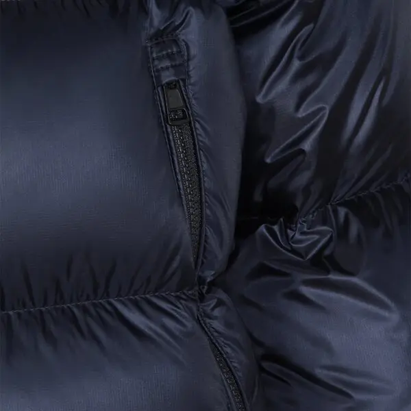 Moncler Hooded Zip-up Puffer Jacket With Trimmed Pockets - Midnight Blue