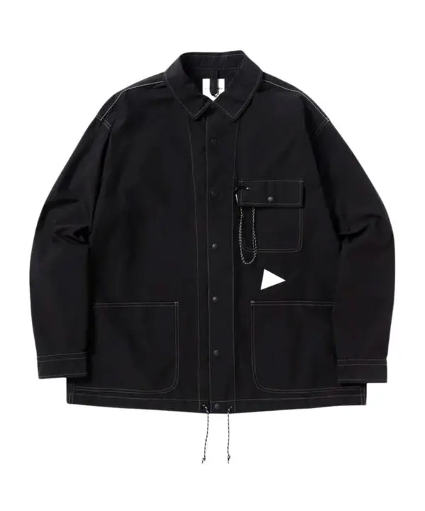 AND WANDER Cordura Cotton Ripped Shirt Jacket - Black