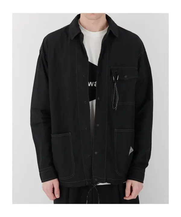 AND WANDER Cordura Cotton Ripped Shirt Jacket - Black