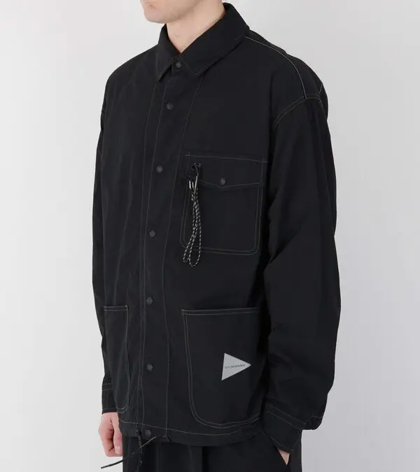 AND WANDER Cordura Cotton Ripped Shirt Jacket - Black
