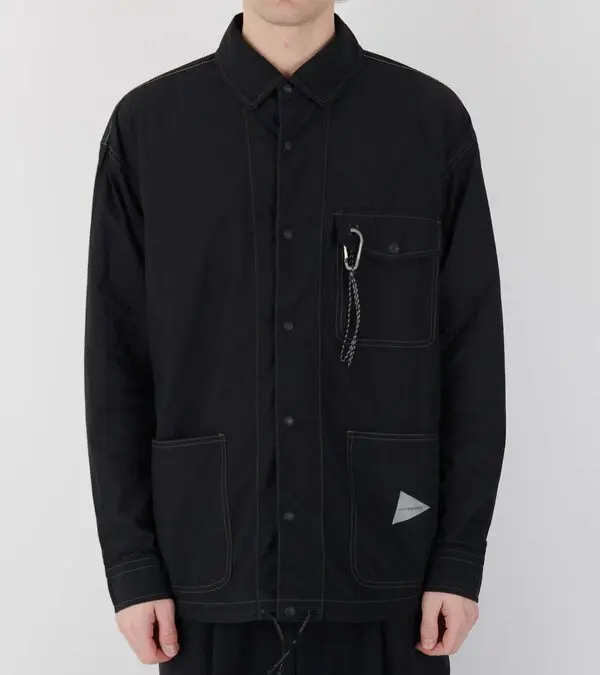 AND WANDER Cordura Cotton Ripped Shirt Jacket - Black