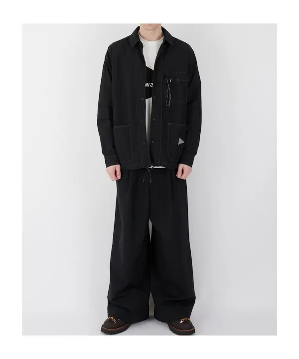 AND WANDER Cordura Cotton Ripped Shirt Jacket - Black
