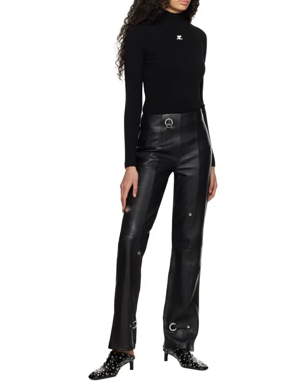 COURREGES Courrèges High Neck Knitted Jumper With Logo Detail - Black