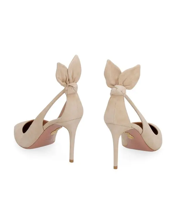 AQUAZZURA Deneuve Bow Tie Pumps - Nude