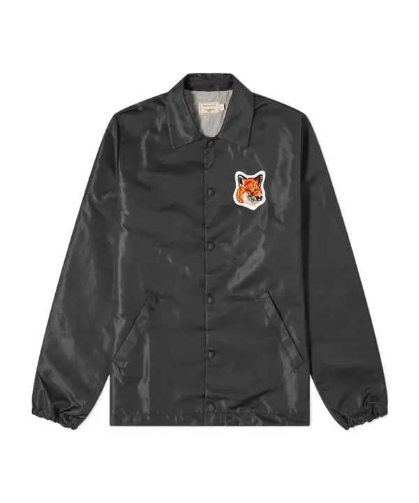 Maison Kitsuné Long Sleeve Casual Jacket With Fox Motif - Black