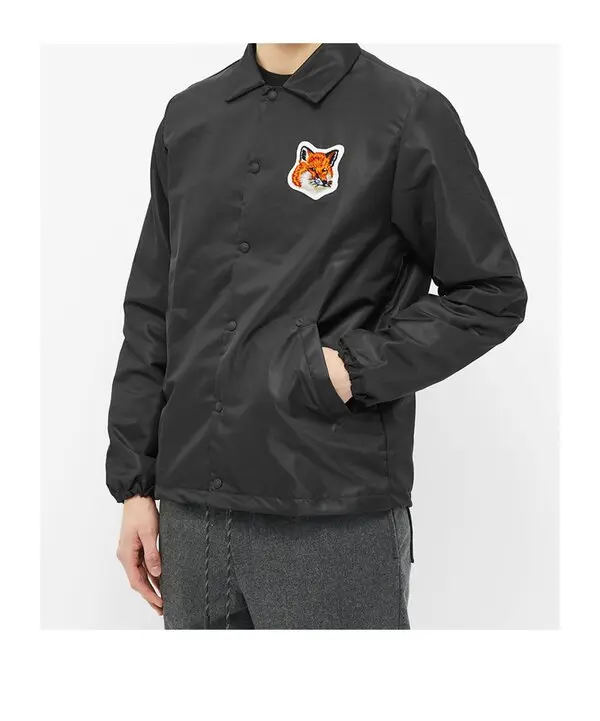 Maison Kitsuné Long Sleeve Casual Jacket With Fox Motif - Black