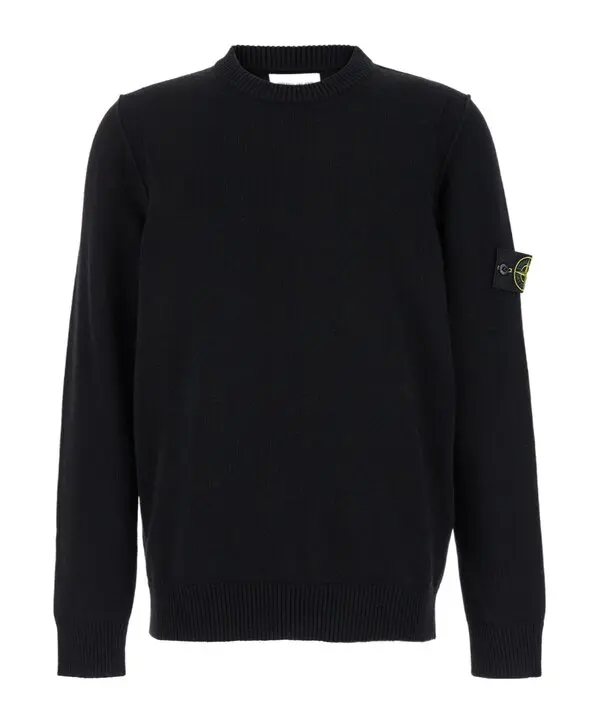 Stone Island Logo Patch Crewneck Sweatshirt - Black