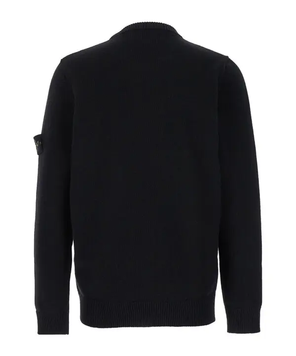 Stone Island Logo Patch Crewneck Sweatshirt - Black