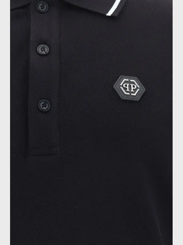 Philipp Plein Logo Patch Straight Hem Polo Shirt